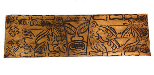 Big Kahuna Tiki Relief, Tiki Beach Wood Panel 40 inch X 12 inch ...
