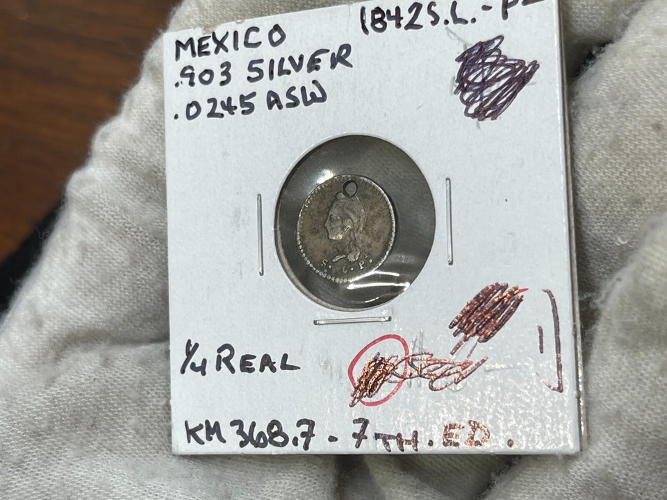 1842 Mexico 1/4 Real Silver Coin Holed Rare High Value | eBay