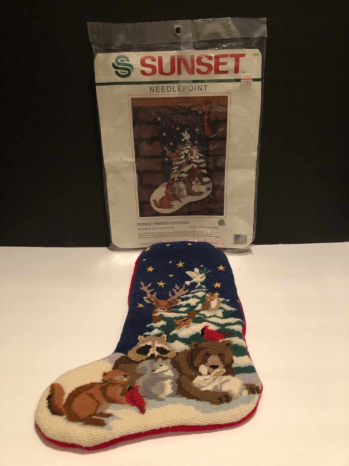 Sunset Forest Friends Wildlife Needlepoint Christmas Stocking St ...