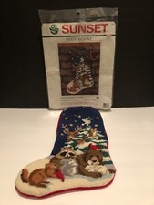 SUNSET Needlepoint Christmas Stocking Kit Forest Friends 1990 19004 for ...