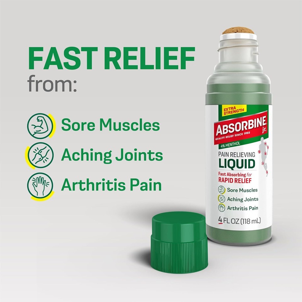 Absorbine Jr. Maximum Strength Pain Relieving Liquid, 4% Menthol Liquid ...