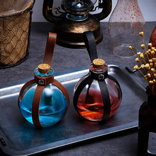 Bottle Holder Round Flask Potion Bottle DIY Retro Leather Holder ...