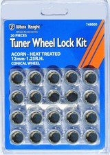 White Knight Wheel Lock Kit 14mmx1.5 Duplex Spline Acorn 20 PK Kit ...