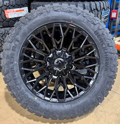 20x9 Fuel D865 Strike Black Wheels Rims 33" RT Tires 5x5 Jeep Wrangler ...