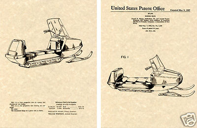 Snowmobile US Patent Art Print READY TO FRAME 1967 Snow Machine Polaris ...