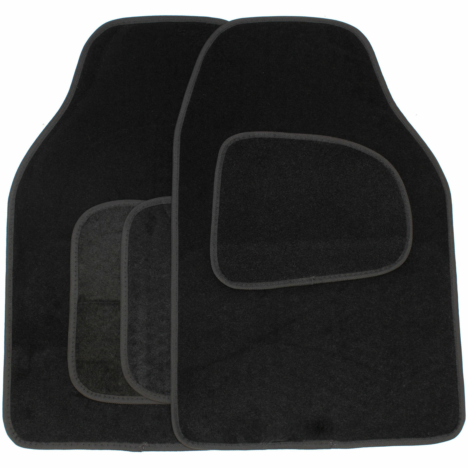 BLACK UNIVERSAL FIT FRONT AND REAR CAR MATS REPLACEMENT 4 PCE CAR FLOOR ...