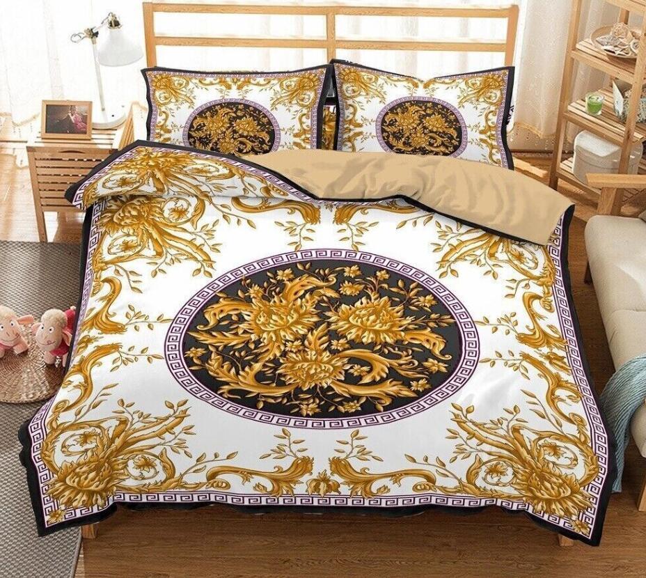 Royal Gold Bedding Set Doona Quilt Duvet Cover Double Queen King Size ...