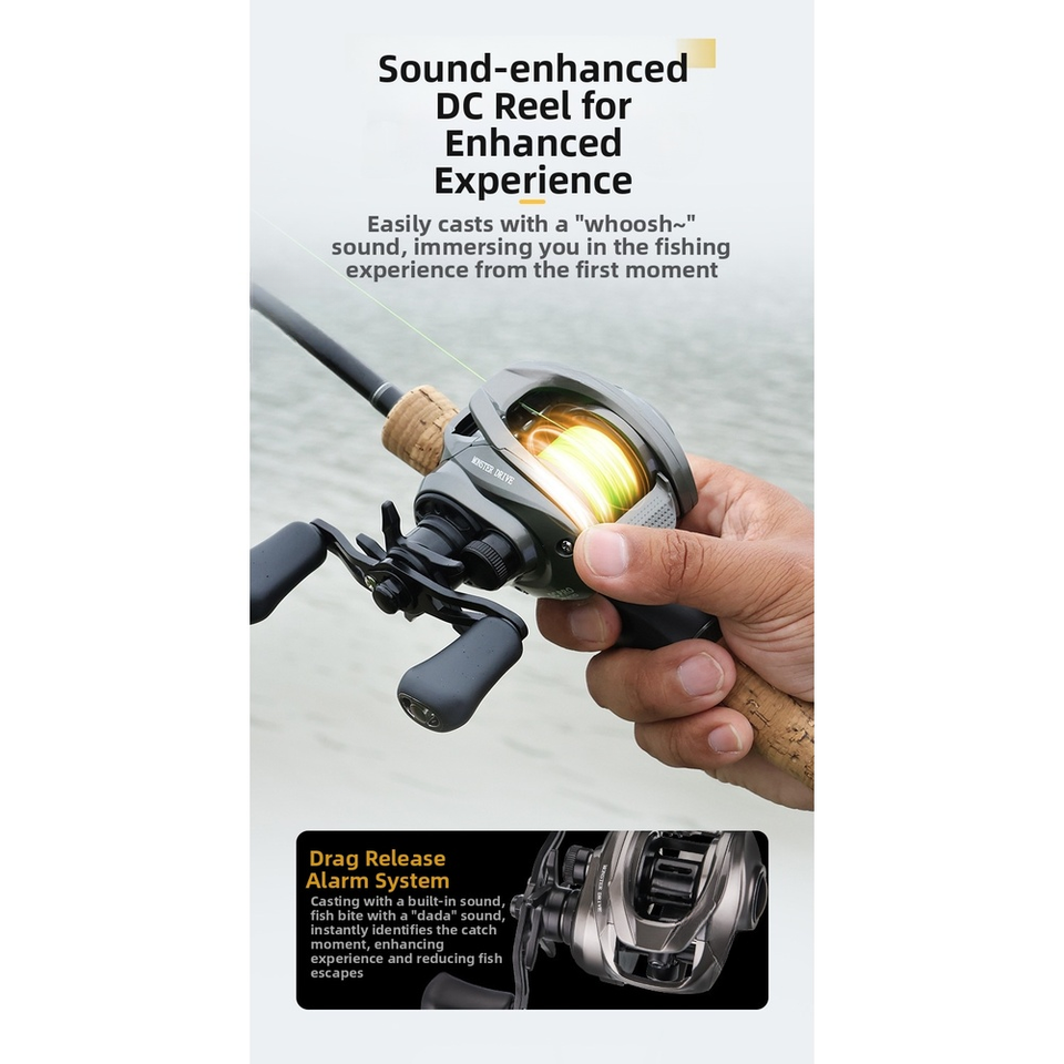 River Fishing Baitcasting Reel Left Hand Dual Brake System Tapered Line ...