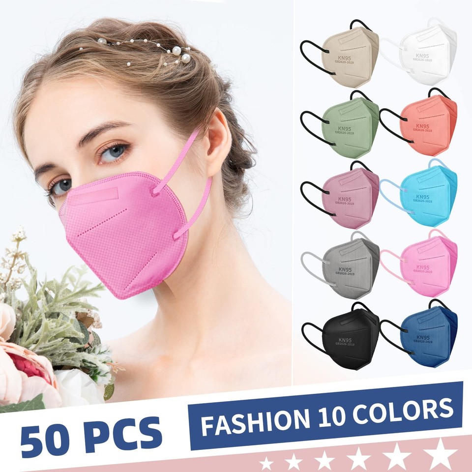 KN95 Face Masks for Adults 50 Pack 10 Colors Disposable KN95 Masks 5 ...