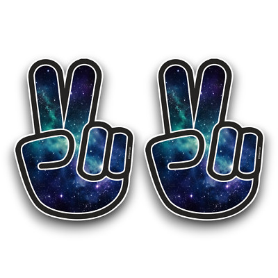 2x Cosmic Galaxy Space Peace Hand Sign Hippie Vinyl Car Sticker Decals ...