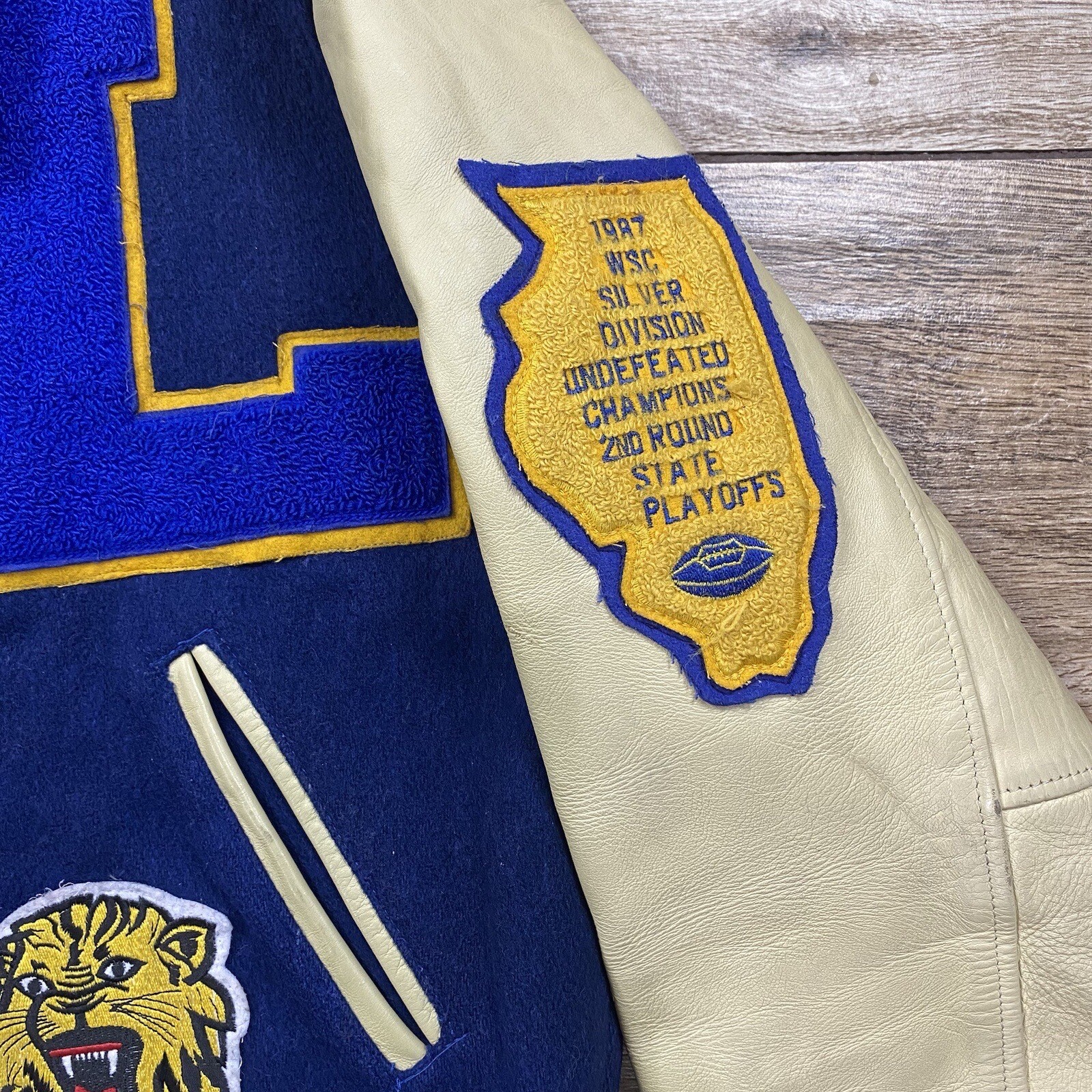 Vintage 1980s Varsity Football Letterman Jacket Size L Gem Sportswear ...