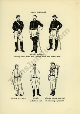 1955 Evelyn Curro Book Page Art Drawing Union Army Uniforms | eBay