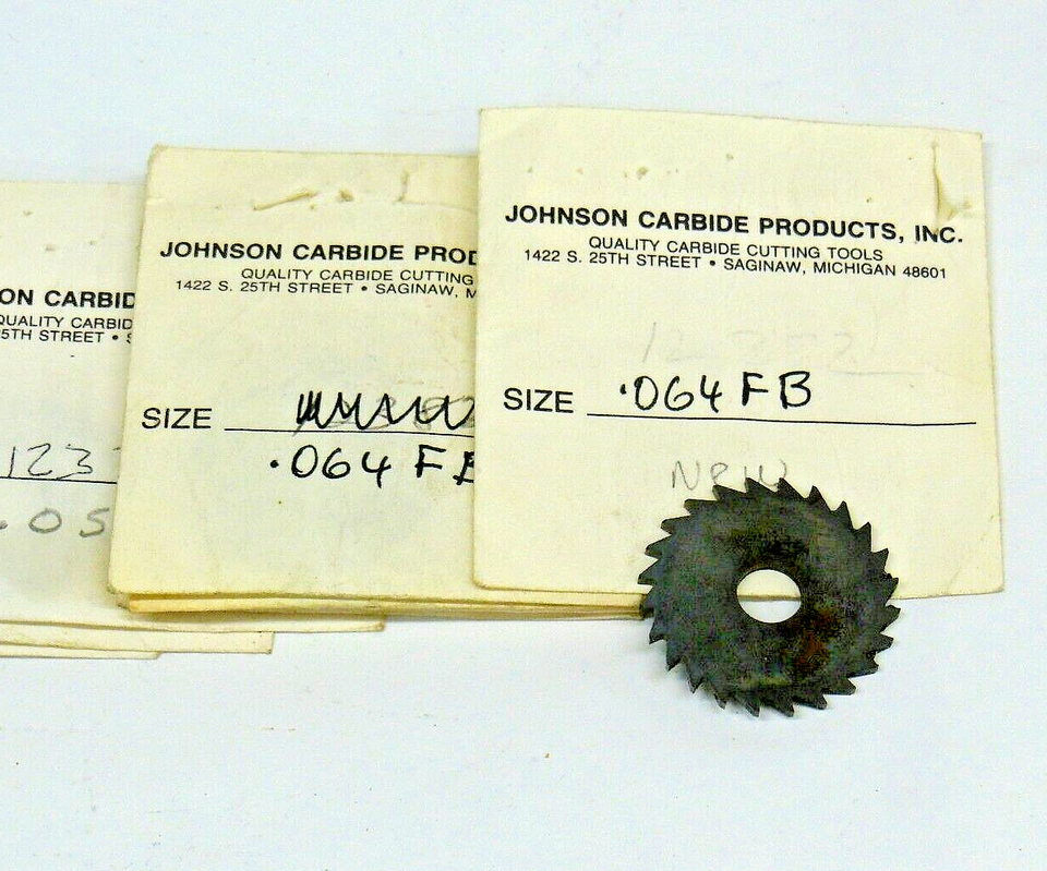 11 PIECE LOT JOHNSON CARBIDE - PRECISION CARBIDE SLITTING SAWS - CNC ...