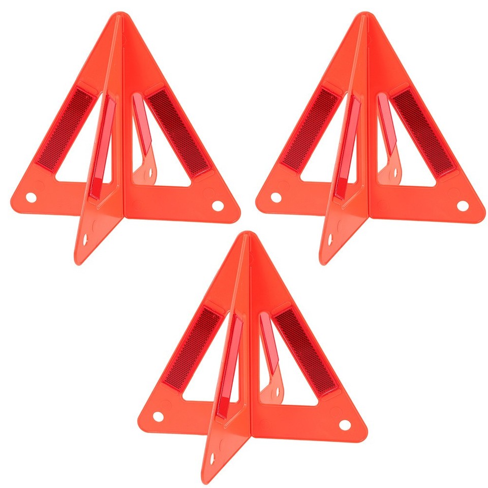 3 Pcs Reflective Triangle Warning Sign Kit Emergency Roadside ...