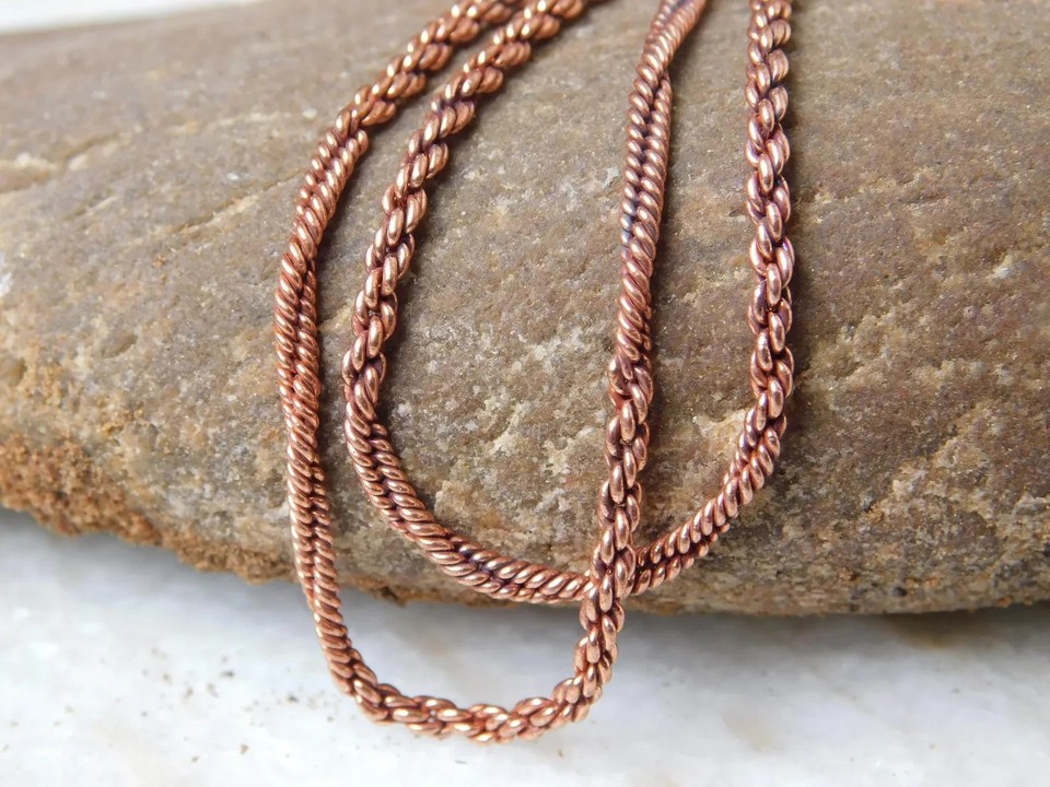 16 inch Pure Copper Fancy Rope Chain Necklace, Healing Copper Jewelry ...