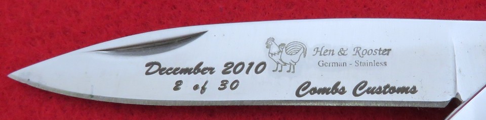 Hen & Rooster Knife Combs Customs Cross Themed 2010 #2 of 30 Made NR | eBay