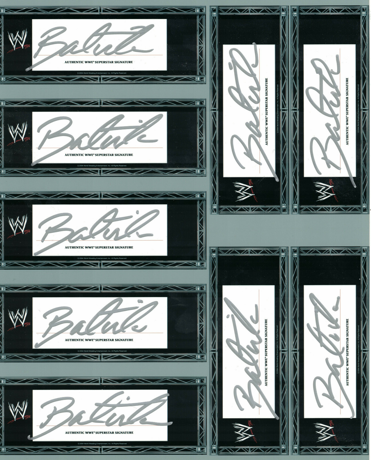 WWE Batista Autographed Signature card sheet (photo quality), 9 ...