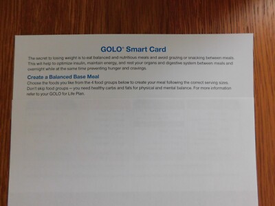 GOLO For Life Smart Card Cheat Sheet complete diet card to get the ...