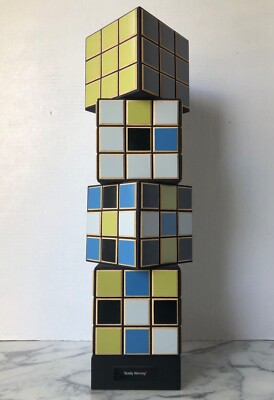 Large SIGNED stacked RUBIK'S CUBE SCULPTURE "Boldly Winning" wood ...