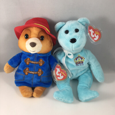Ty Beanie Baby Queen Elizabeth II & Paddington Bear (UK Exclusive ...