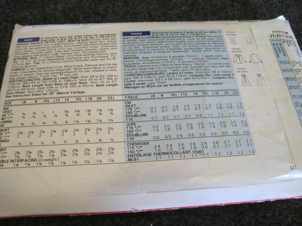 MISSES VEST & SHIRT ... VTG BUTTERICK 6568 / S167 Yes! It's Easy ...