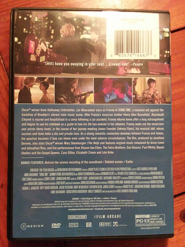 Song One (DVD) 2015 - Anne Hathaway 883476146676| eBay
