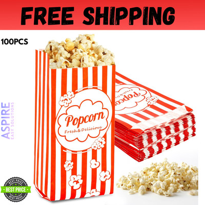 100PCS Popcorn Bags Individual Servings - MAQIHAN Disposable Paper ...