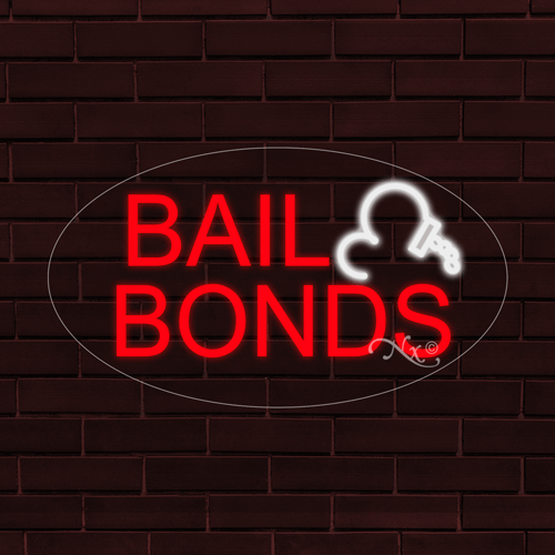 NEW "BAIL BONDS" w/LOGO OVAL 28x16x1 INCH LED FLEX WINDOW/WALL INDOOR ...