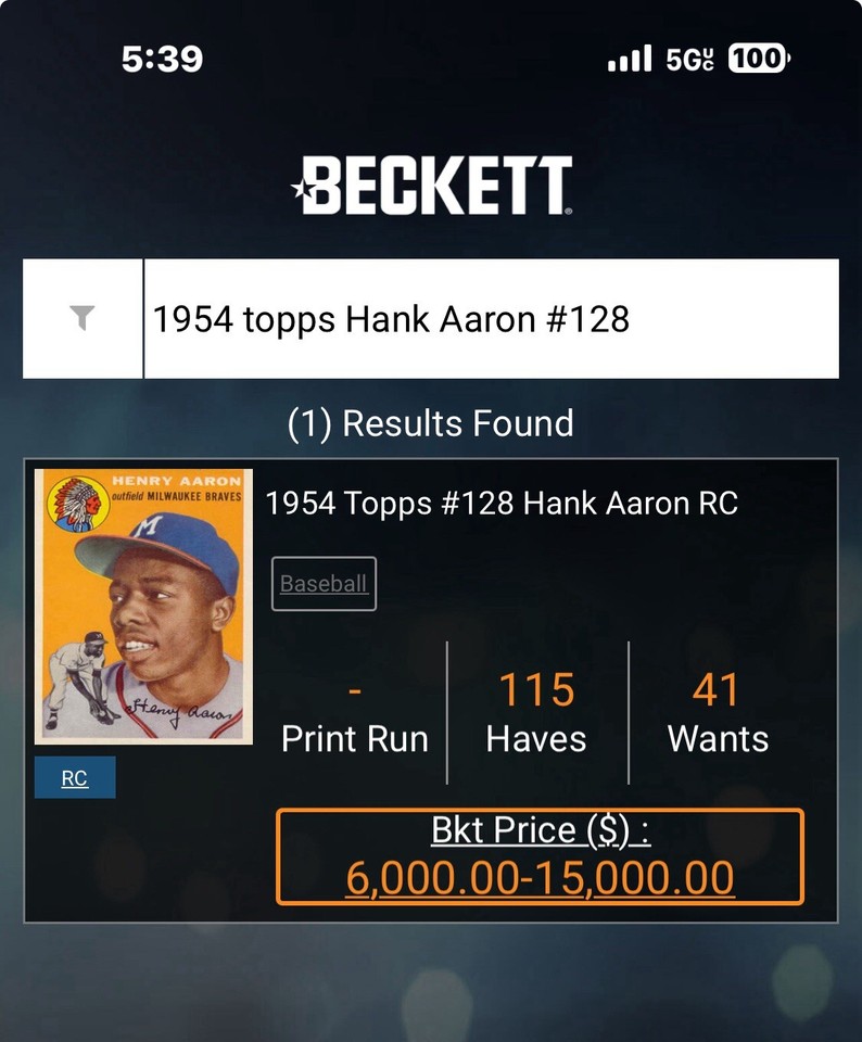 1954 TOPPS HANK HENRY AARON #128 ROOKIE RC CARD BEAUTIFUL PSA 2 GOOD | eBay