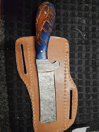 Handmade Damascus Cowboy Bull Cutter Knife With Resin Handle And ...