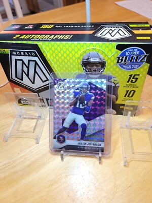 🟪⬜️🟨2021 MOSAIC JUSTIN JEFFERSON MOSAIC PRIZM SILVER #132 LSU VIKINGS🟪⬜ ...