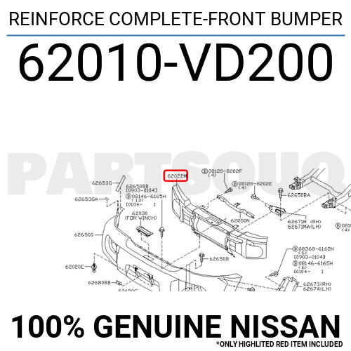 62010VD200 Genuine Nissan REINFORCE COMPLETE-FRONT BUMPER 62010-VD200 ...