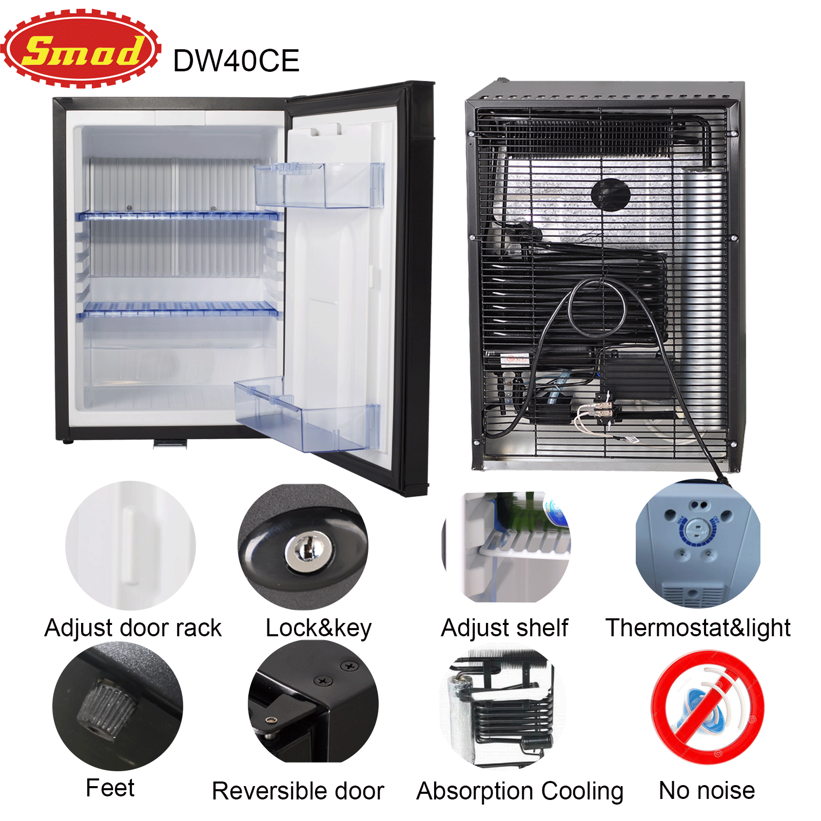 Smad 40L Small Absorption Fridge 12V/ 240V Camper Truck 2 Way RV ...