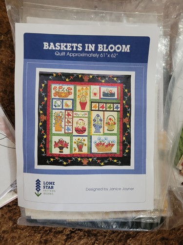 BASKETS IN BLOOM Janice Joyner Complete Quilt Top Kit 61X62 Patterns ...