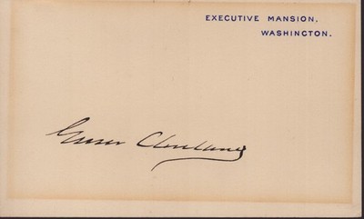 GROVER CLEVELAND - WHITE HOUSE CARD SIGNED | eBay