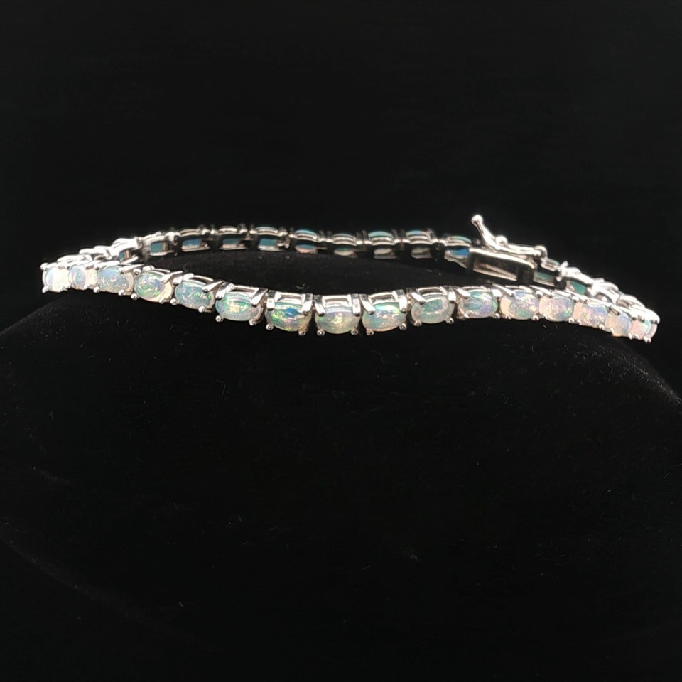 925 Sterling Silver Natural Color Me Perfect Opal Tennis Bracelet | eBay