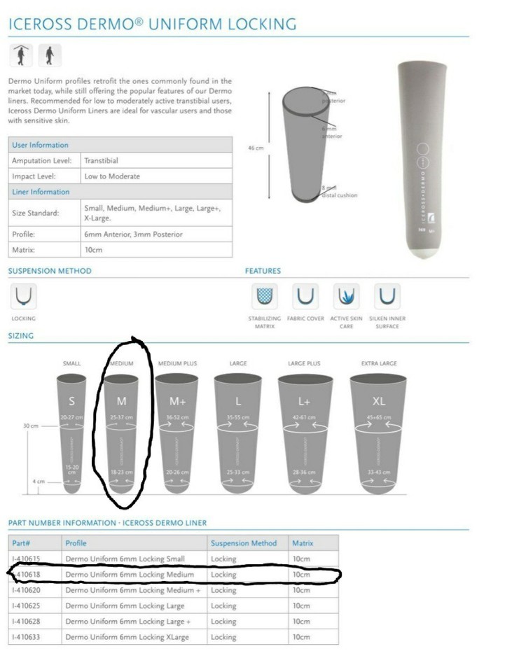 Ossur Iceross Dermo Uni 6mm Locking Medium | eBay