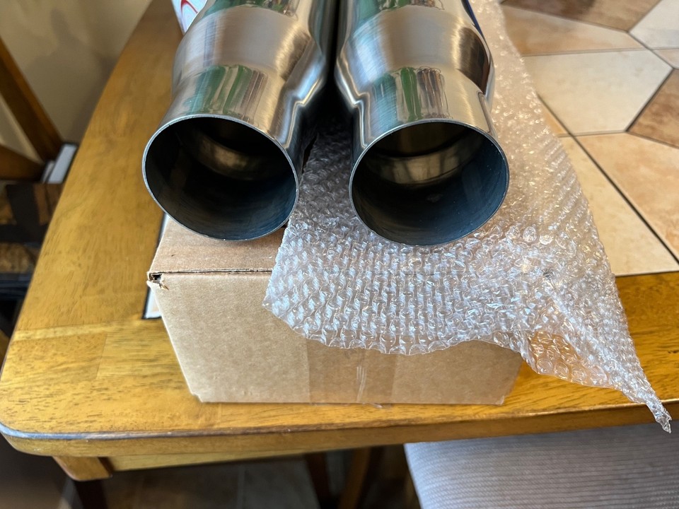 slash rolled edge clamp-on polished exhaust tips 2.5”x3.5”x18” | eBay