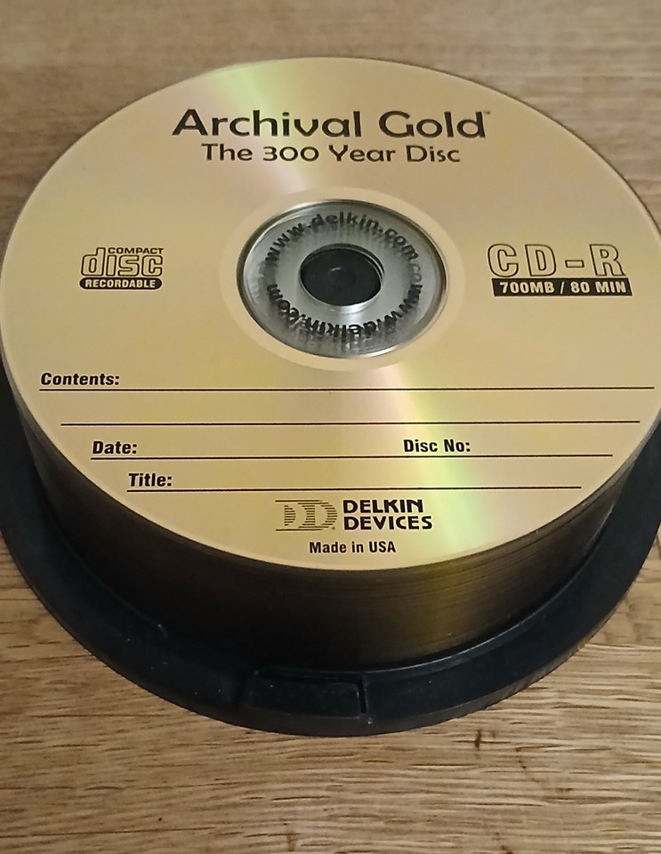 25 Delkin Archival Grade Blank Cd-r Discs 300 Year Gold | eBay