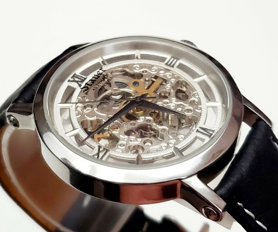 RARE,UNIQUE Men's SKELETON AUTOMATIC Watch STAUER STT021-BLK. In BOX | eBay