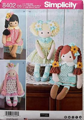 Simplicity Pattern 8402 23" Stuffed Dolls With Clothes 4 Clothing ...