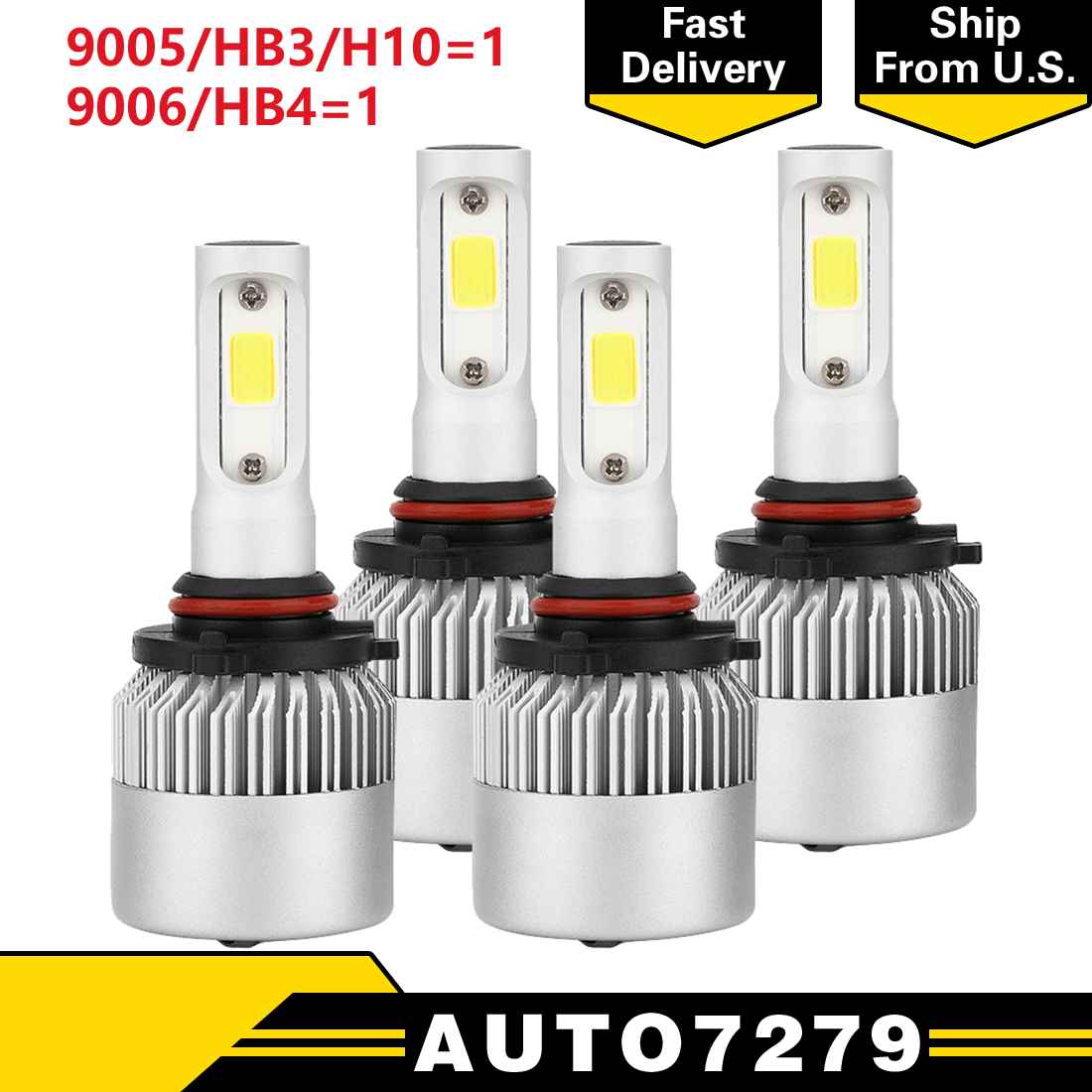 4PCS 9005 9006 LED Combo Headlight Bulbs High Low Beam Kit Extremely ...