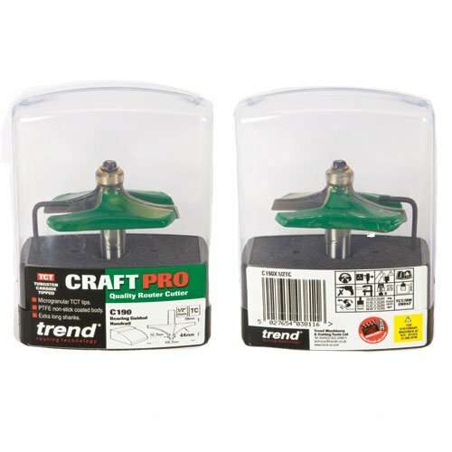 TREND C190X1/2TC CRAFT PRO ROUTER CUTTER GUIDED HANDRAIL 44.0MM RAD ...