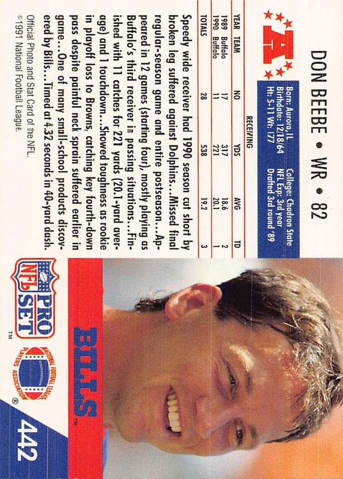 Don Beebe 1991 Pro Set 442 Buffalo Bills Football Card | eBay