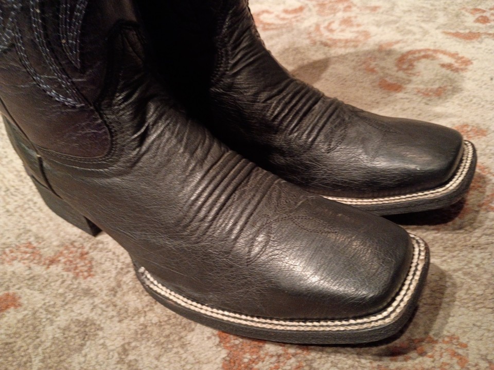 CIRCLE G CORRAL BLACK SMOOTH OSTRICH & LEATHER S TOE COWBOY BOOTS # ...