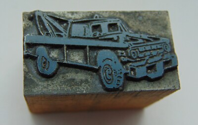 Printing Letterpress Printers Block Old Chevy Or Ford Tow Truck | eBay