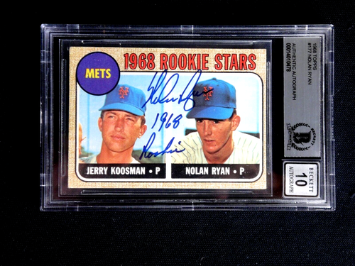 NOLAN RYAN 1968 ROOKIE SIGNED TOPPS 1968 RC CARD #177 BECKETT 10 GEM ...