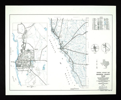 Texas Map Eagle Pass Maverick County Quemado Railroad Highways Mexico ...
