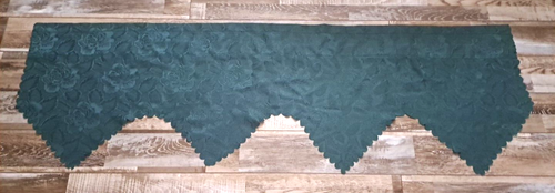 Green Lace Knit Window Valance Rose Floral Scalloped Edge Cottage Boho ...
