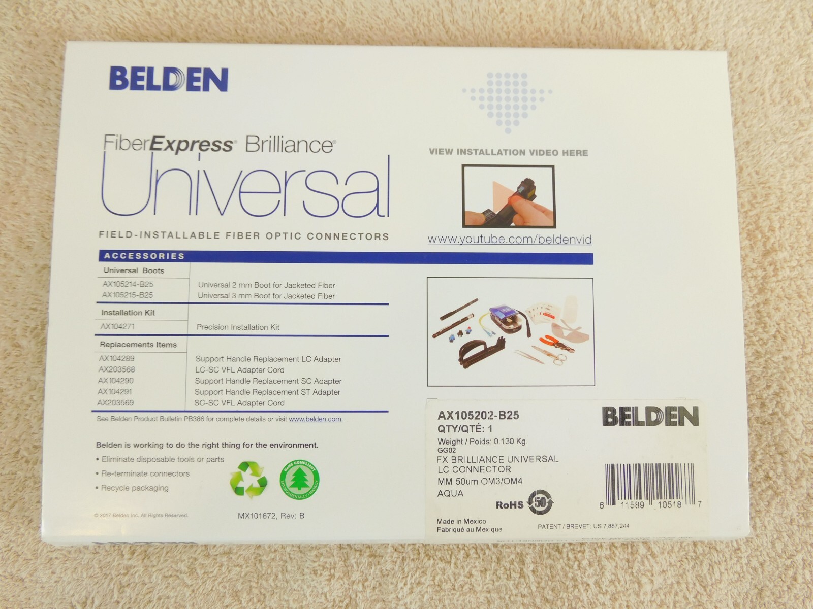 Belden AX105202 FX Brilliance OM3 OM4 LC Connector MM 50um - SELECT ...